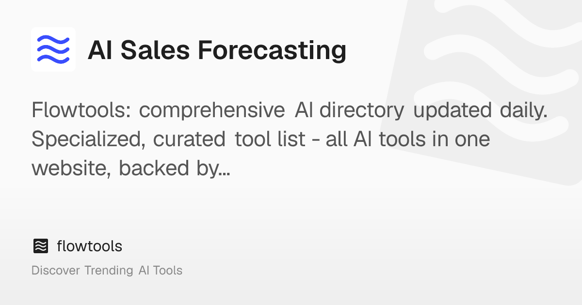 AI Sales Forecasting | flowtools